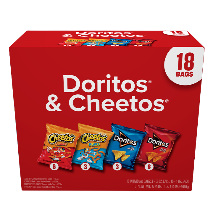 Combo surtido de totopos DORITOS® y bocaditos CHEETOS® sabor queso ...